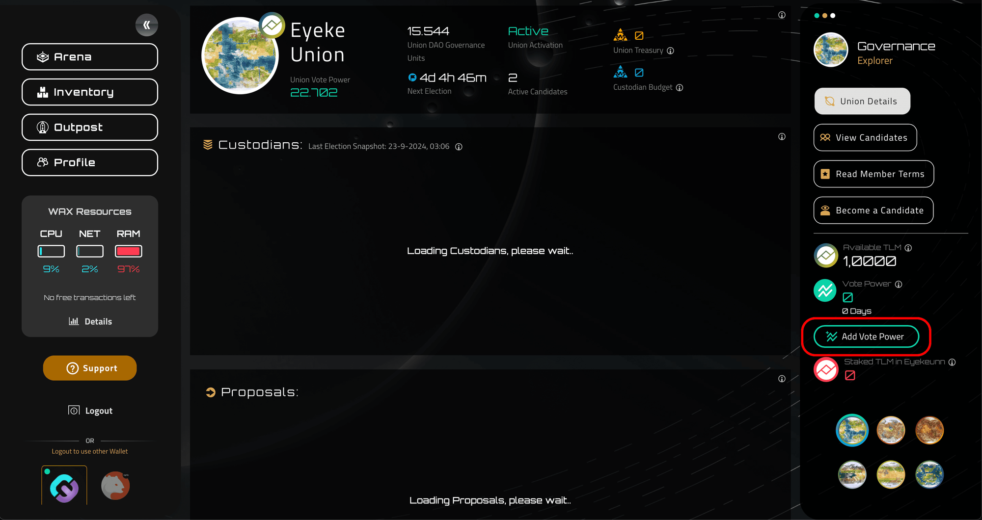 Getting Started with Alien Worlds Union DAO's